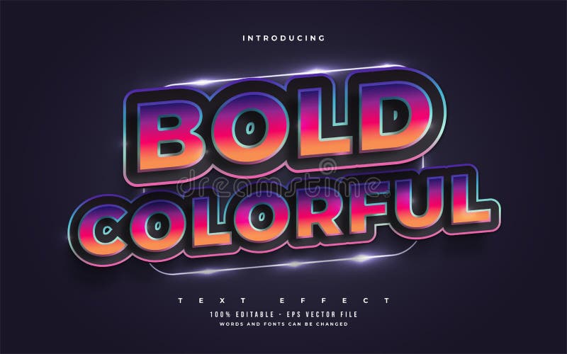 Bold Colorful Text with Retro Style and 3D Embossed Effect. Editable ...