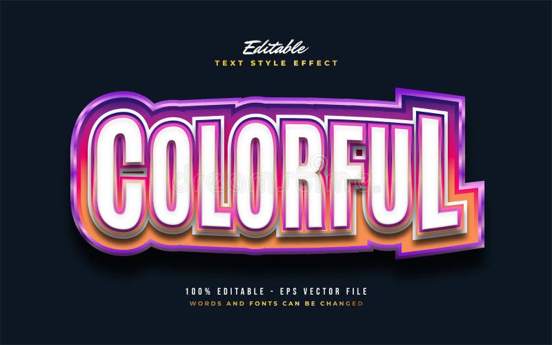 Bold Colorful Text Style with Embossed Effect. Editable Text Style ...