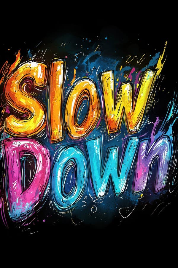Bold Colorful Typography with the Phrase Slow Down Highlighted Stock ...