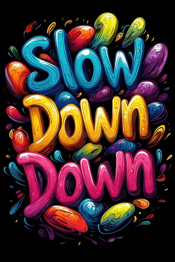 Bold Colorful Typography with the Phrase Slow Down Highlighted Stock ...