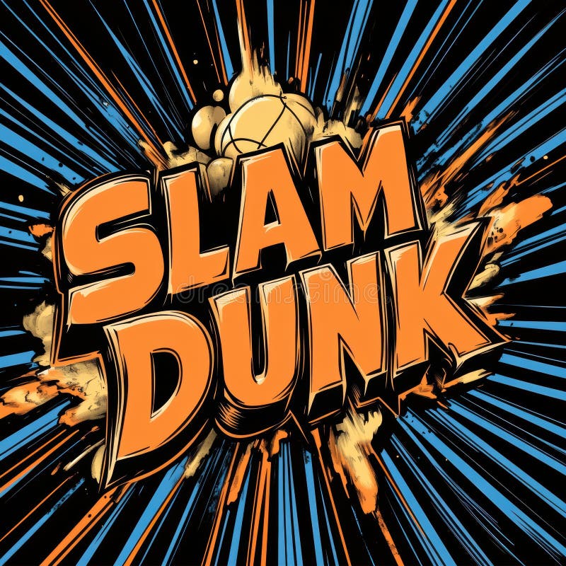 Bold Comic Art Featuring Slam Dunk Text with Explosive Background for ...