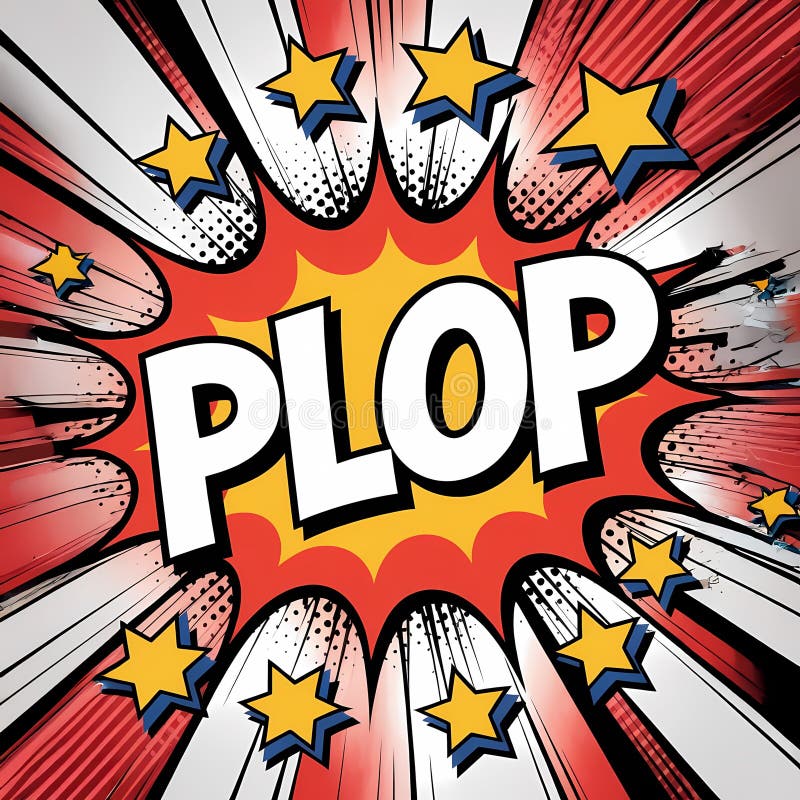 Bold Comic Burst: Dynamic PLOP Sound Effect Explosion Art Print Stock ...