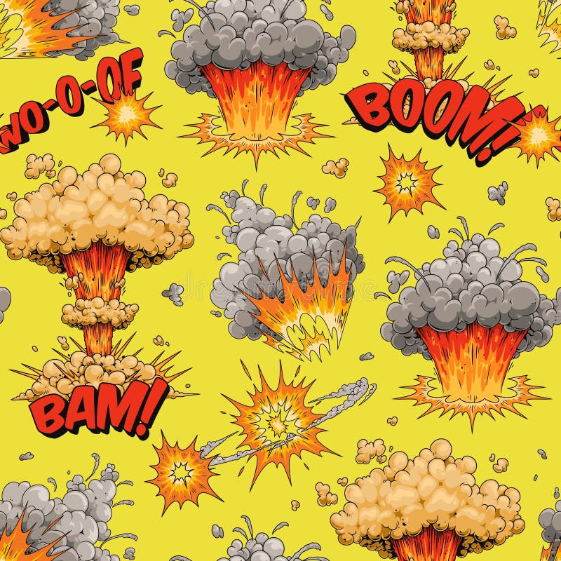 Bold Comic Pattern on Bright Yellow Stock Vector - Illustration of ...