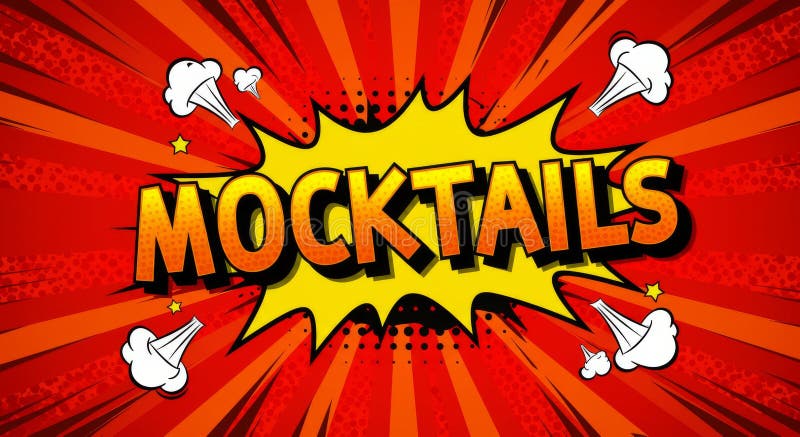 Bold Comic Pop-Art Mocktails Typography Design in Vibrant Colors Stock ...