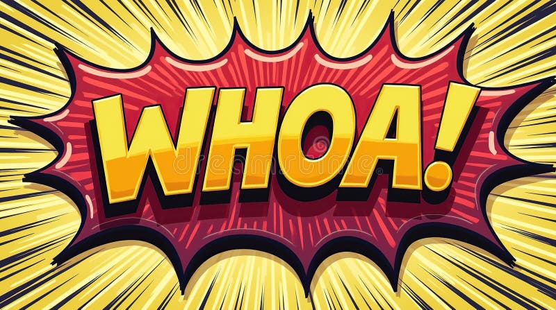 Bold Comic Style Cartoon with 3D Text Effect Saying Whoa Stock ...