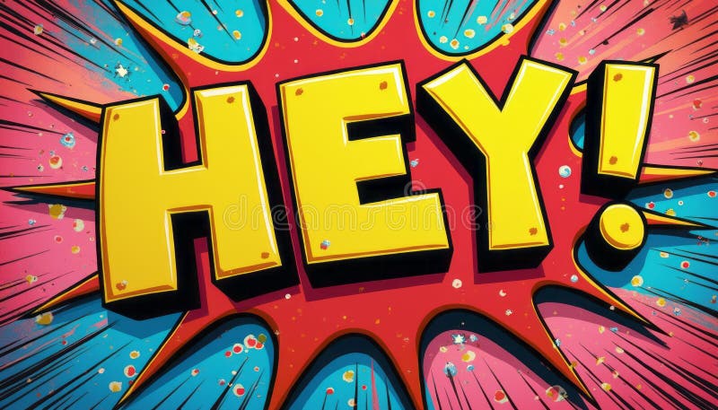 Bold Comic-style Explosion with the Word HEY in Vibrant Colors Stock ...