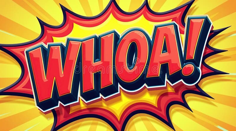 Bold Comic Style Illustration with 3D Text Exclamation Whoa Stock ...
