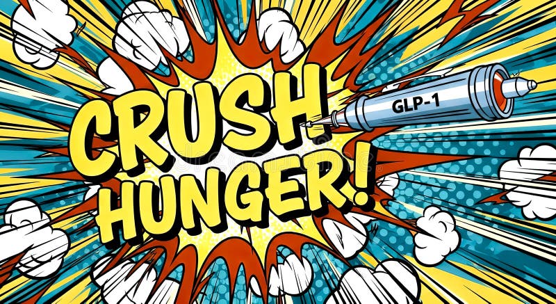 Bold Comic Style Illustration Promoting GLP-1 for Appetite Control and ...