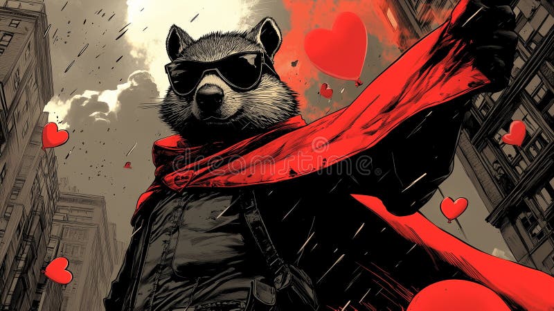 This Bold Comic-style Illustration Showcases a Heroic Groundhog in a ...