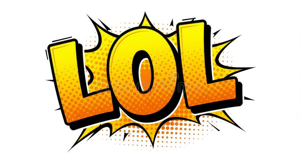 Bold Comic-Style LOL Text with Explosion Effect in Yellow and Orange ...
