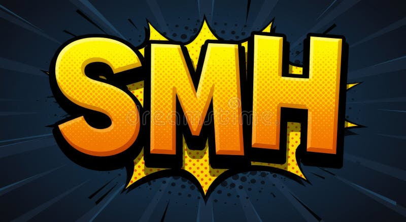 Bold Comic-Style SMH Text with Halftone Explosion Effect in Yellow and ...