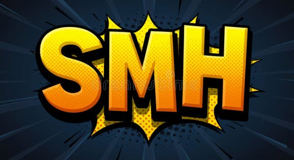 Bold Comic-Style SMH Text with Halftone Explosion Effect in Yellow and ...