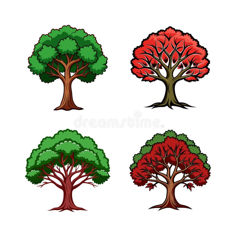 Bold Common Hawthorn Tree Illustration on White Background Stock Vector ...