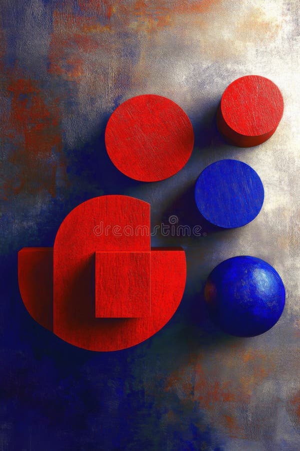 Bold Composition of Colorful Geometric Forms on Textured Gray ...