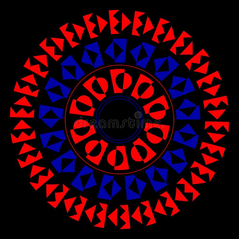 A Bold Concentric Design with Triangular and Rounded Elements in Red ...