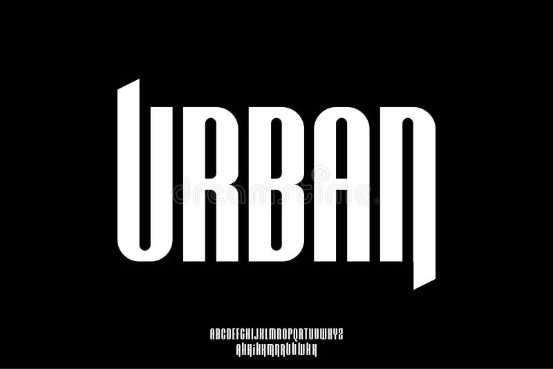 Bold Condensed Urban Style Typeface Display Font Vector Illustration ...
