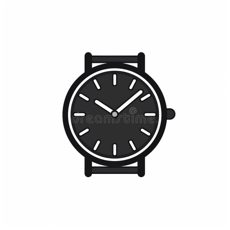 Bold Contrast Flat Watch Icon on White Background Stock Illustration ...