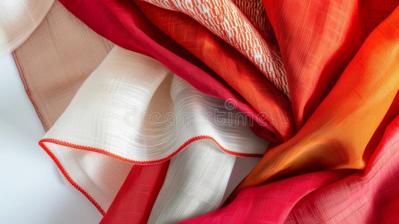 Bold and Contrasting Fabric Pieces Floating Against a Stark White ...