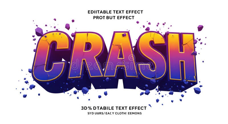 Bold CRASH Text Effect, Vibrant Color Gradient and Fragmented Look ...