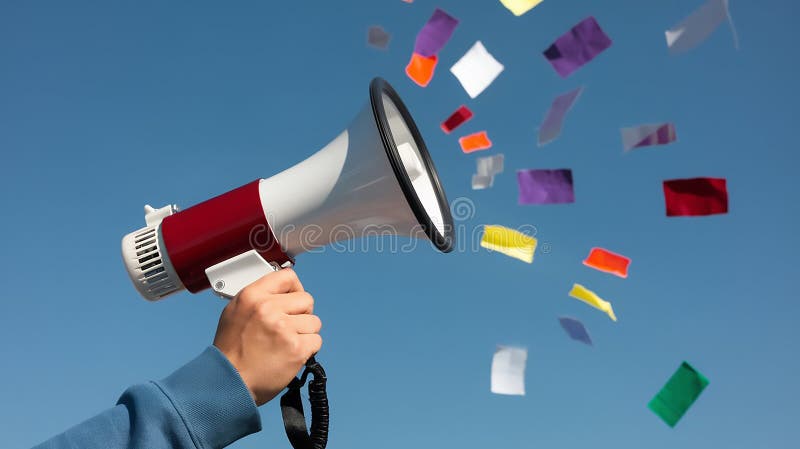 Megaphone with Colorful Paper Messages - a Vibrant Communication ...