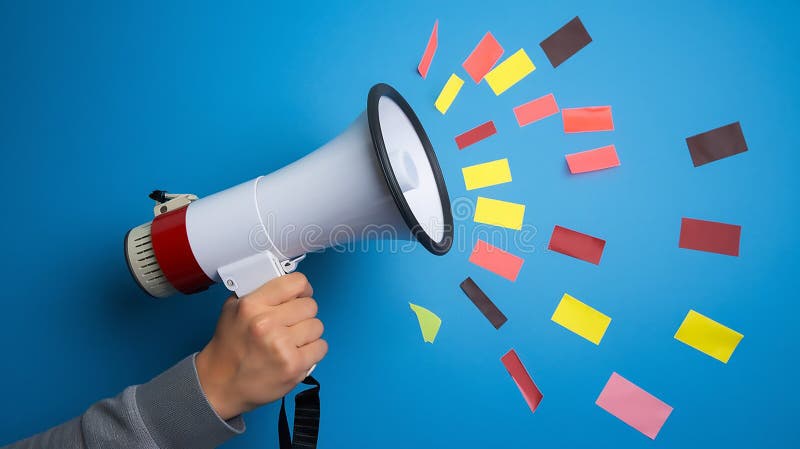 Megaphone with Colorful Paper Messages - a Vibrant Communication ...