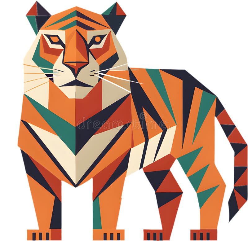 Bold Cubism Tiger Clipart with Angular Shapes. Stock Illustration ...