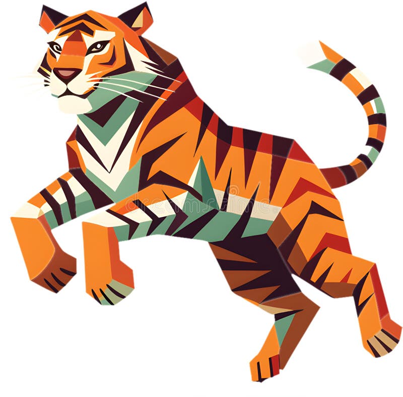 Bold Cubism Tiger Clipart with Angular Shapes. Stock Image ...