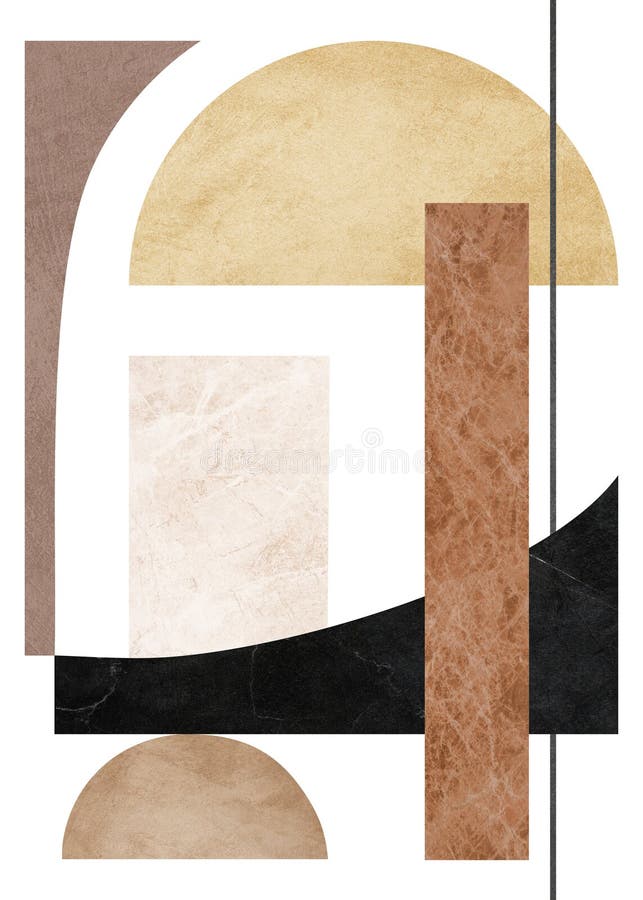 Geometric Abstract Art, Colorful,earthy Tones, Beige, Brown, Minimalist ...