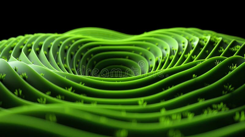 Bold Curved Lines Forest Green and Moss Green Wallpaper 3d Render Stock ...