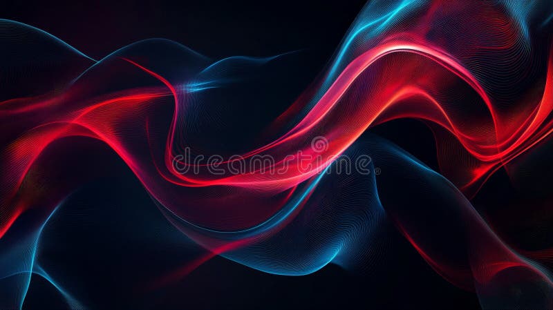 Bold, Curving Lines in Shades of Red and Blue Over a Black Background ...
