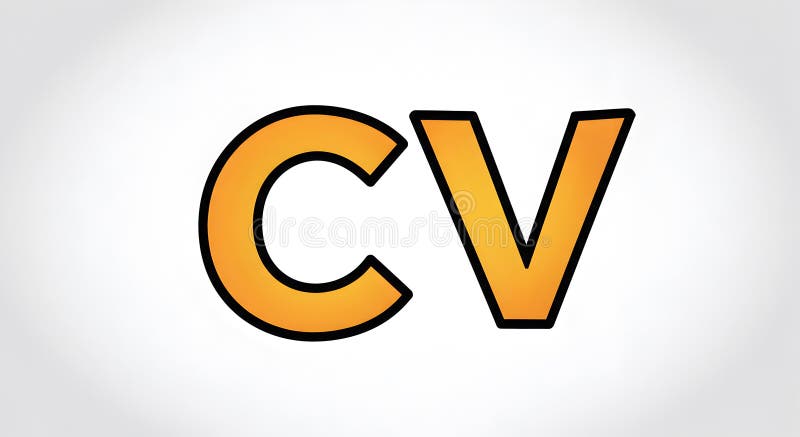 Bold CV Initials in Orange and Black for Professional Identification on ...