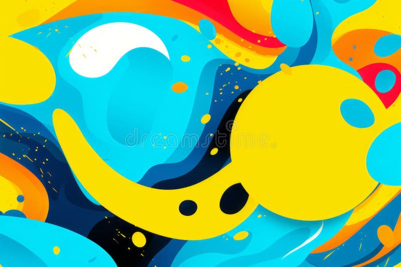 A Bold Cyan and Yellow Background with Abstract Shapes Stock ...