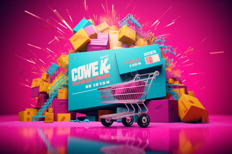 Bold Cyber Week Sale Banner with a Captivating Stock Illustration ...