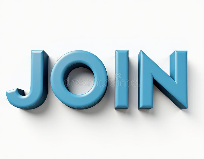 Bold 3D Blue JOIN Text on a Plain White Background. Stock Illustration ...