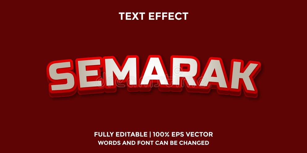 Bold 3D Editable Red Text Effect Template Stock Vector - Illustration ...