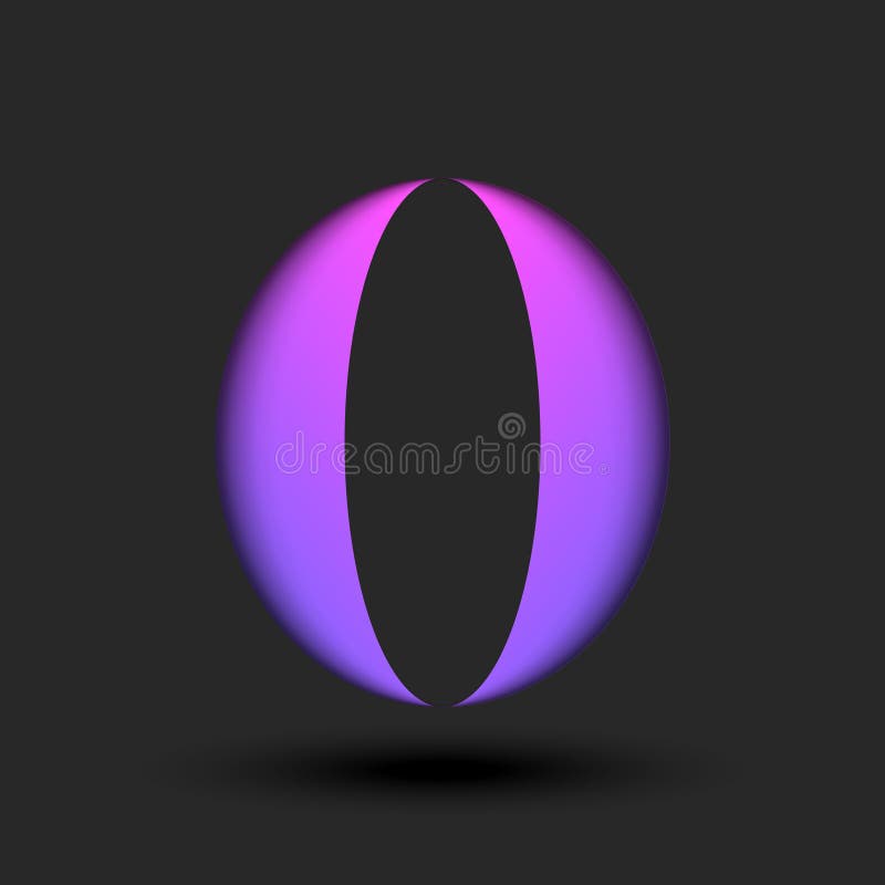 Bold 3D Letter O Monogram or Zero 0 Symbol Calligraphy Logo, Oval Shape ...