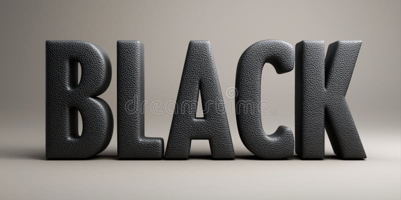 Bold 3D Letters Spelling BLACK , Made of Matte Leather and Graphite ...