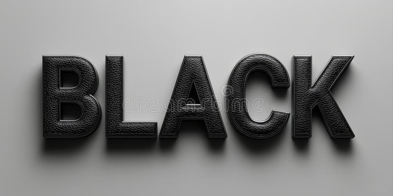 Bold 3D Letters Spelling BLACK , Made of Matte Leather and Graphite ...