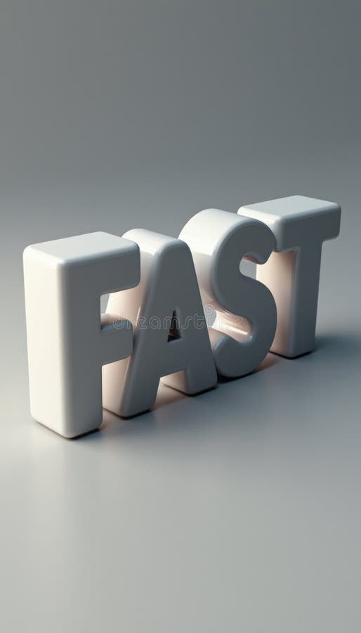 Bold 3D Letters Spelling FAST in Glossy White Stock Image - Image of ...