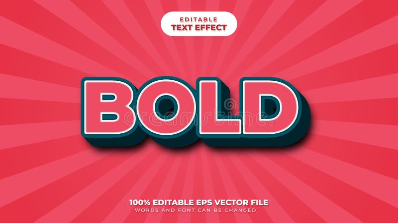 Bold 3D Text Effect, Editable Text Effect Stock Vector - Illustration ...