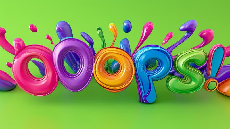 Bold 3D "Oops" Text with Vibrant Paint Splashes on Colorful Background ...