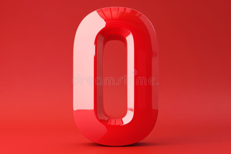 A Bold 3D Red Number Zero on a Vibrant Bright Red Background Creates an ...