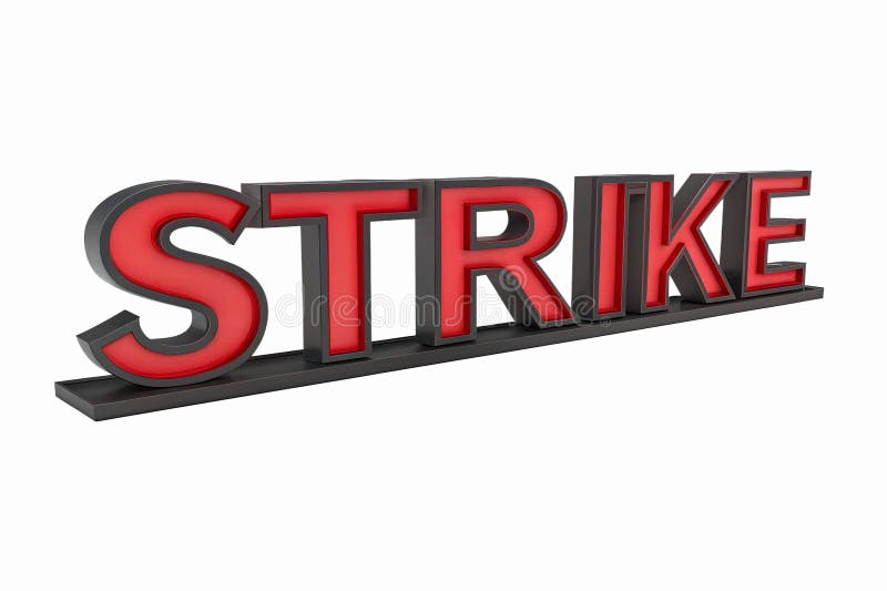 Bold 3D Red Strike Text Design with Shadow on Transparent Background ...