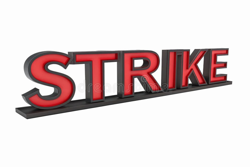 Bold 3D Red Strike Text Design with Shadow on Transparent Background ...