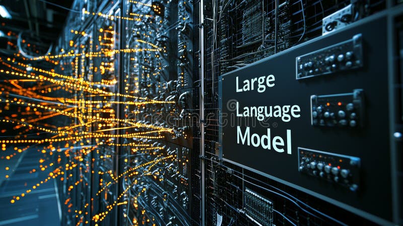 A Bold 3D Rendering of the Text "Large Language Model" on a Crisp White ...
