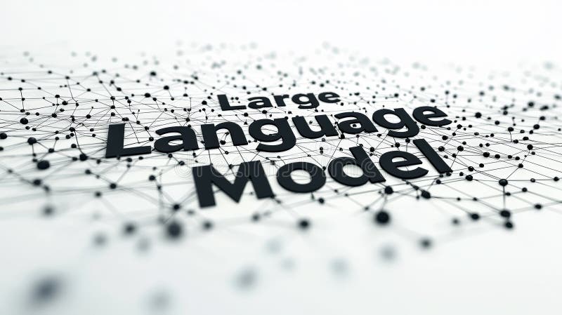 A Bold 3D Rendering of the Text "Large Language Model" on a Crisp White ...