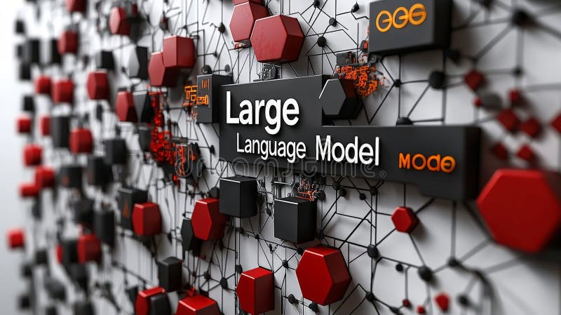 A Bold 3D Rendering of the Text "Large Language Model" on a Crisp White ...