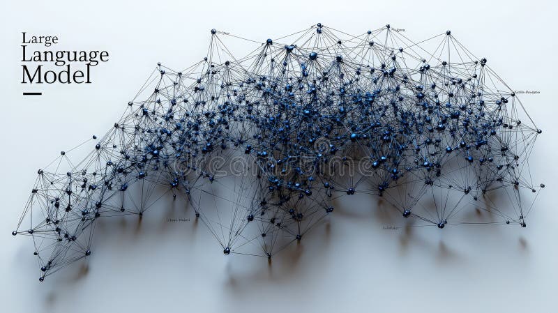 A Bold 3D Rendering of the Text "Large Language Model" on a Crisp White ...