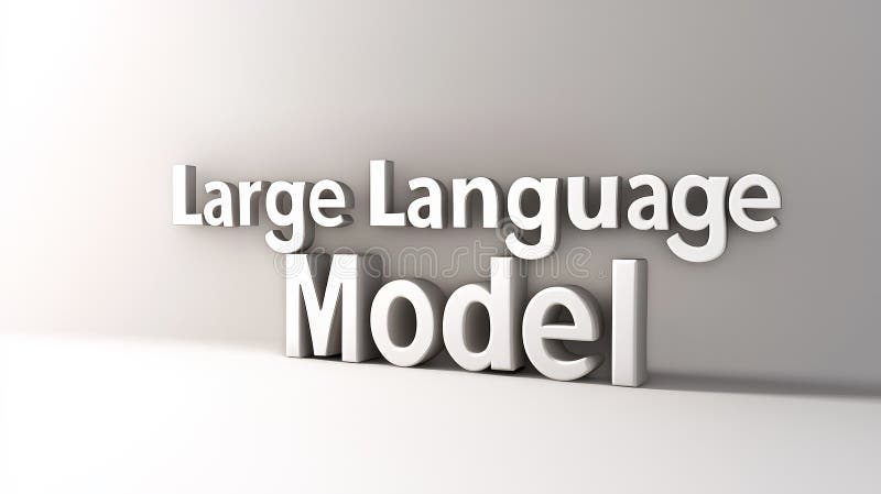 Text "Large Language Model" on a Crisp White Background, with Depth and ...