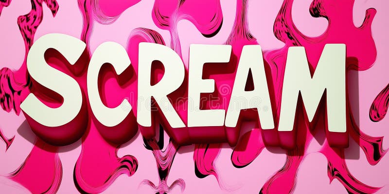 Bold 3D SCREAM Text with Intense Red and Pink Abstract Background Stock ...
